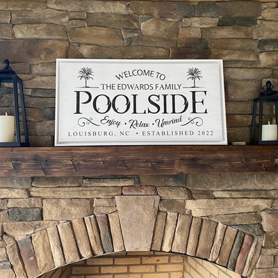 Custom Poolside Sign Family Name Sign Outdoor Wall Decor Backyard Pool ...
