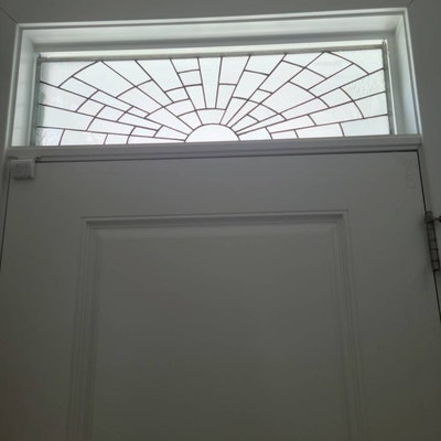 Beveled Stained Glass Window Panel Geometric Clear Blue Tiara Plate ...