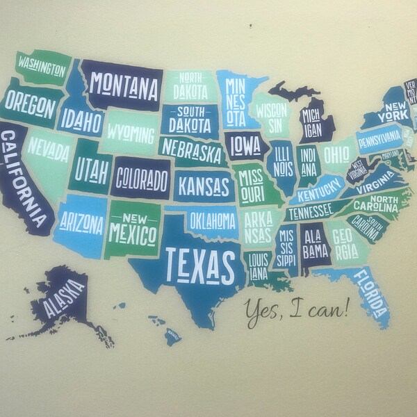 Wall Decal America MAP | Nursery Decor USA Map Wall Decor Removable ...