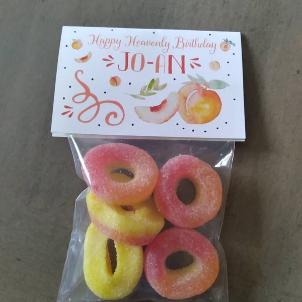 Party Favor Set | Goodie Bag + Gift Tag | Gummy Peach Rings Snack Pack ...