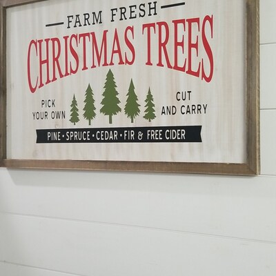 Farm Fresh Christmas Trees Sign SVG, Tree Farm SVG, Vintage Farmhouse ...