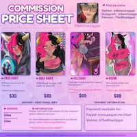 Easy DIY Custom Pricing Commission Sheet Template for Artists, Crafters, Freelancers Cute Kawaii ...