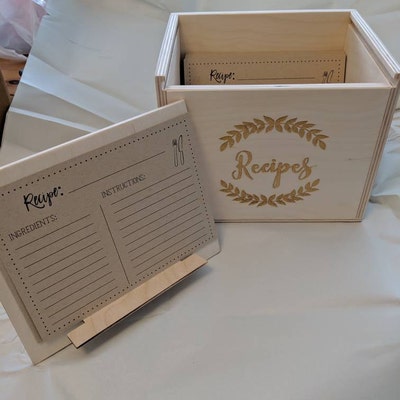 5x7 Wood Recipe Box With Recipe Stand box Only - Etsy