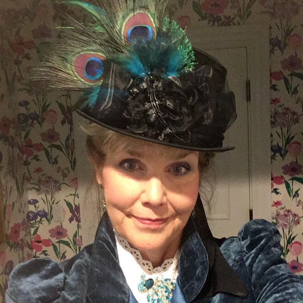 Victorian Hat Blue, Tea Party Hat Blue, Southern Hat, Somewhere in Time ...
