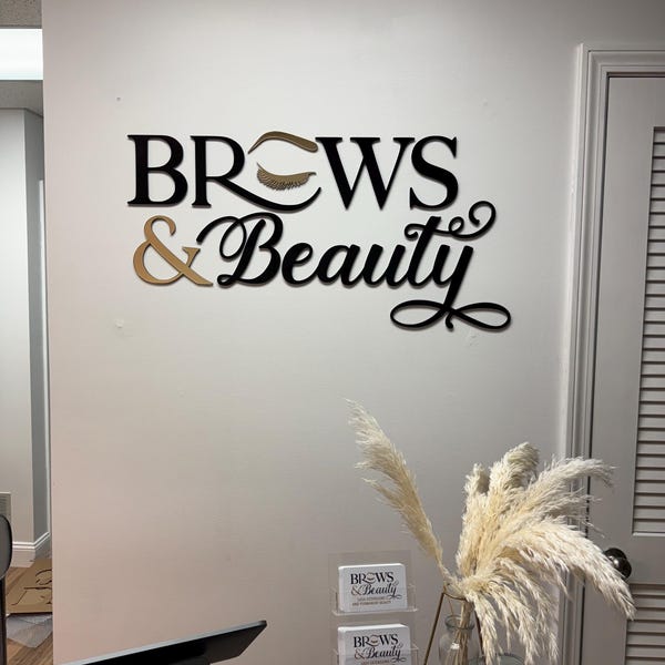 Personalized Round Acrylic Business Sign With Golden Edges and Golden ...