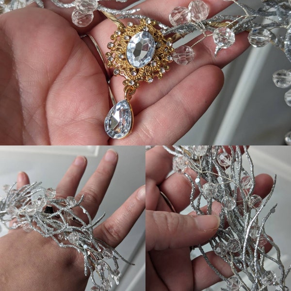 Silver Halo Crown Headpiece, Silver Elven Diadem, Elvish Flower Crown ...