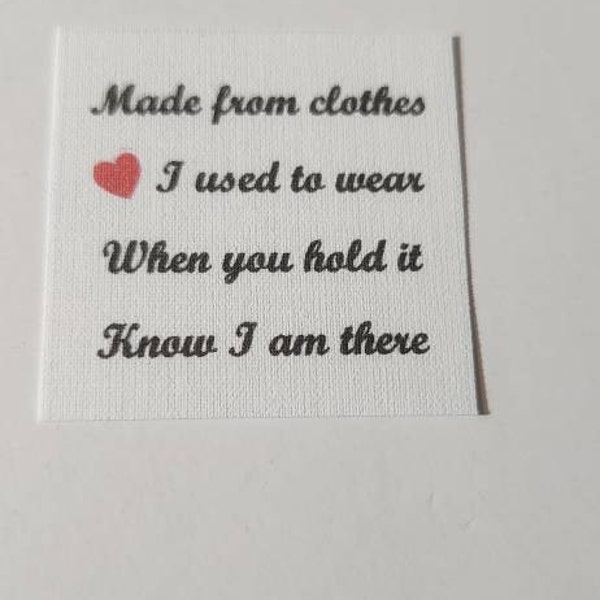 Memory Shirt Quilt Label With Poem - Set of 4 - Small Label Quilt Shirt ...