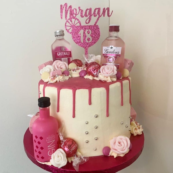 Customised Cocktail Cake Topper, Hen Do Bachelorette, Glitter Topper ...