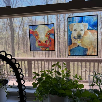 Starry Night WINDOW CLING Suncatcher Faux Stained Glass - Etsy