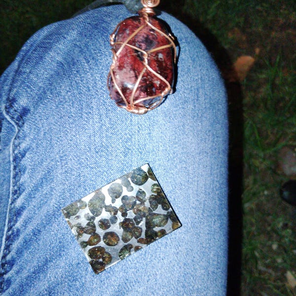 100% High‑olivine Sericho Pallasite Meteorite Slice/meteorite Pendant ...