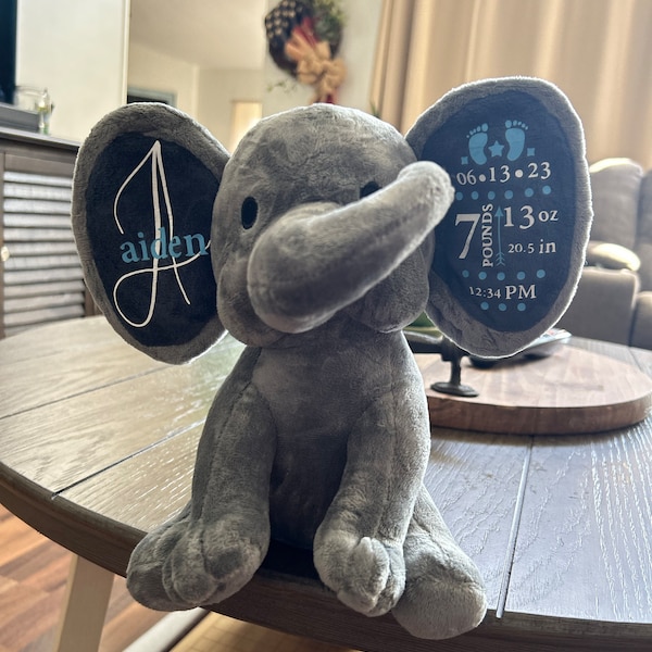 Personalised Birth Stats | Elephant Stats | Newborn | Baby | Keepsake ...