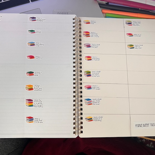 Reading Challenge Planner Stickers - Reading Planner Stickers - Reading ...