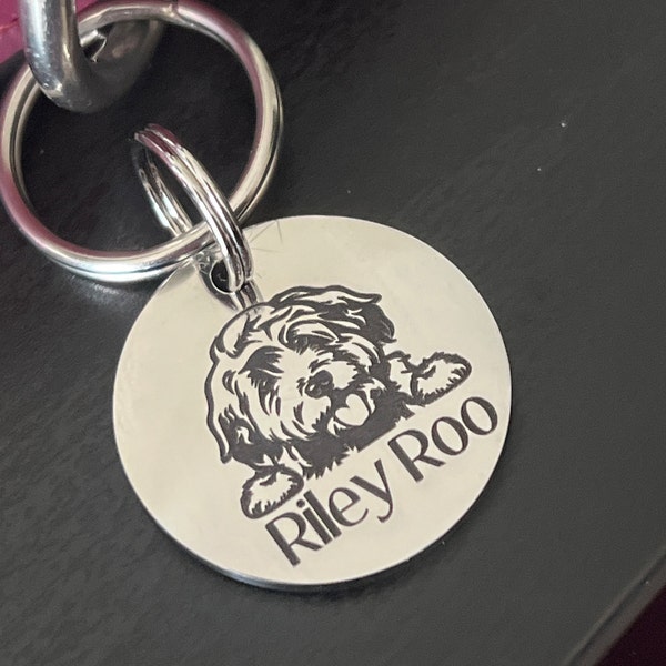 Dog Tag, Name Tag, Pet ID, Dog Name Disc, Engraved Stainless Steel ...