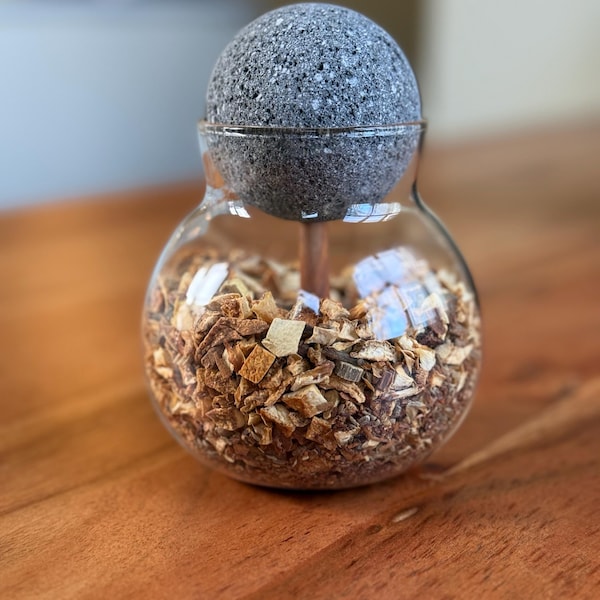 Decorative Spherical Glass Container/jar With White Marble, Red Marble ...