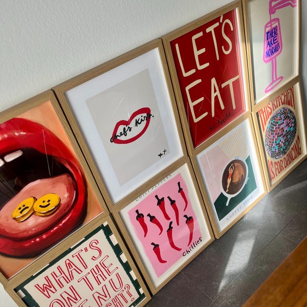 Let's Eat Print, Kitchen Wall Art, Abstract Print, Bon Appetit Print ...