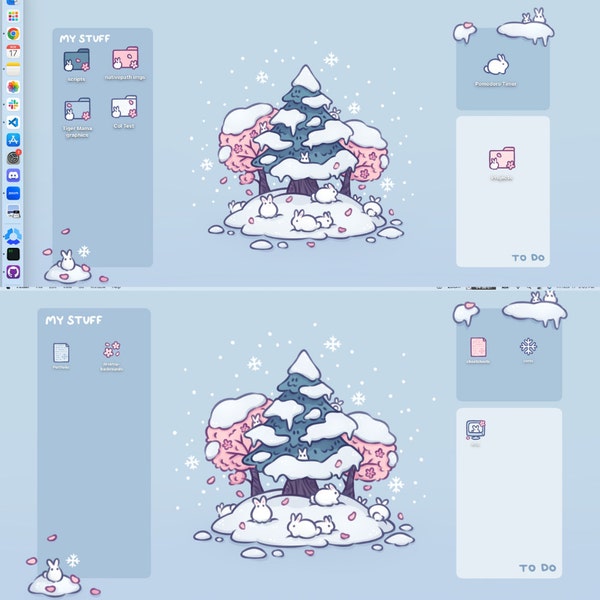 Winter Bunnderland Computer Desktop Theme Background Wallpaper ...