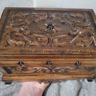 Wooden Puzzle Box, Secret Lock Box, Walnut Jewelry Box, Vintage Jewelry ...