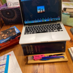 Pen Tray Olive Wood Penholder Wooden Pen Shelf Case Home Office ...