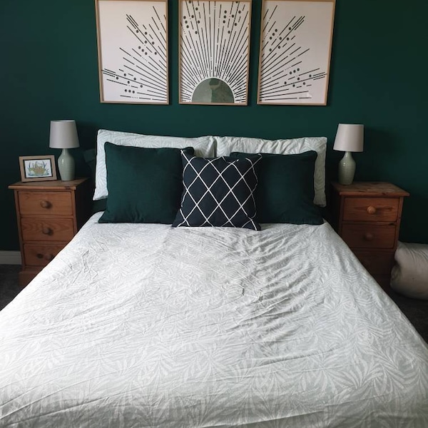 Green Sun Print Set of 3, Mid Century Modern Geometric Sun Print, Boho ...