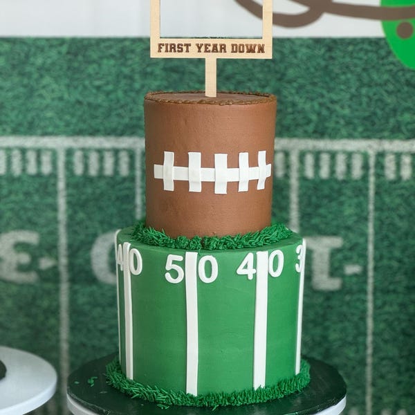 First Year Down Cake Topper, 1 Year Down, Football Cake Topper, 1st ...