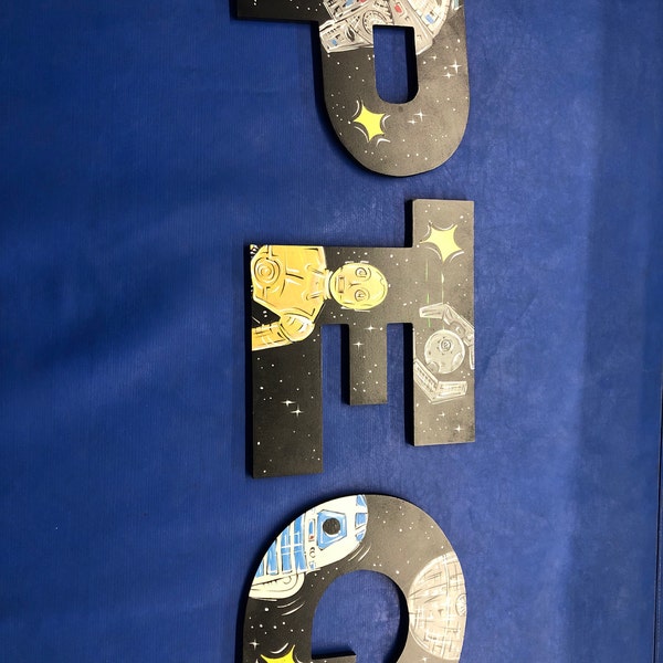 Star Jedi Space Wars Painted Letters, Black Star Jedi Painted Letters ...