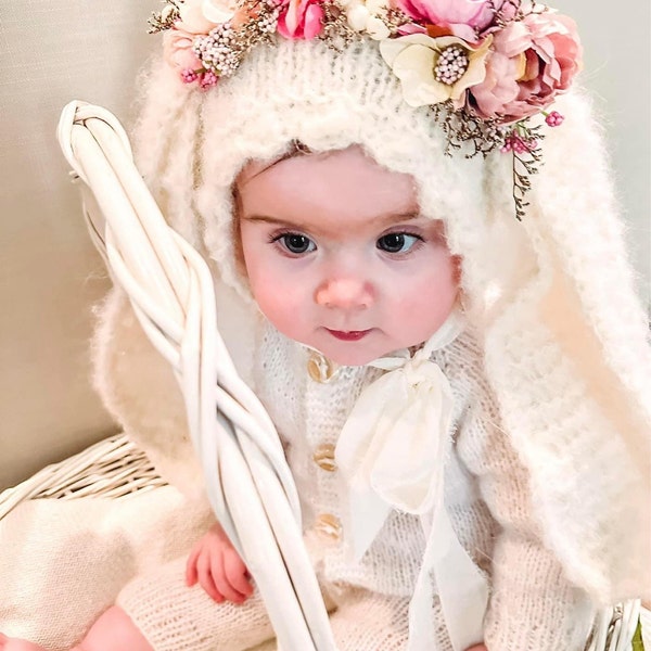 Little Mouse Mohair Bonnet and Short Pants - Handmade Newborn Mouse ...