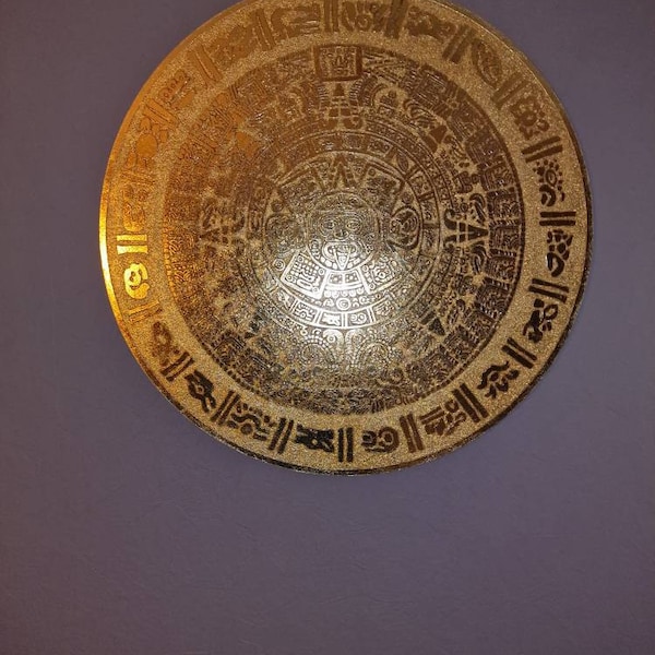 Mayan Empire Calendar | Real 24K Gold - Ancient Piedra Del Sol Aztec ...
