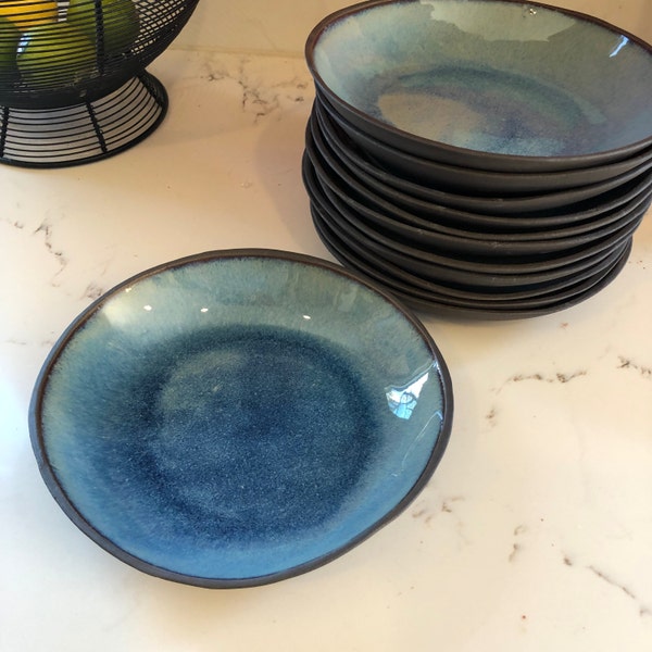 Deep Plate , Pasta Plate Blue and Gray - Etsy