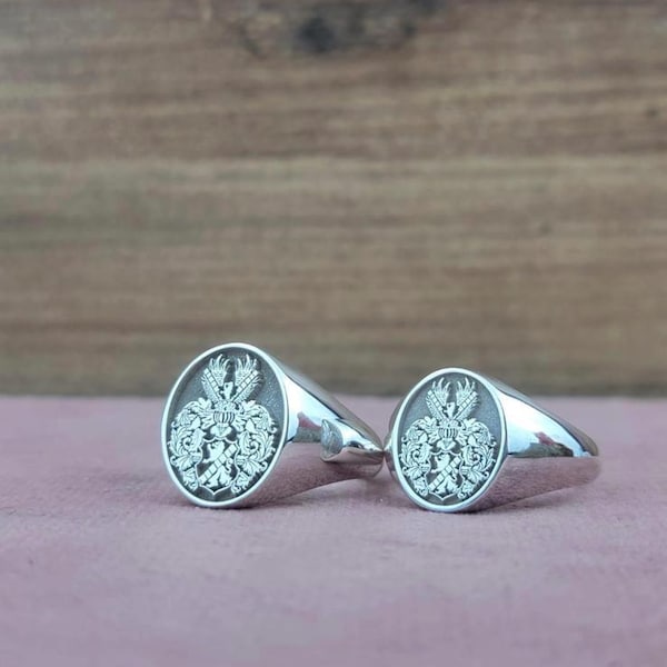 Family Crest Signet Ring,handmade Sterling Silver Signet Ring,all Kinds ...
