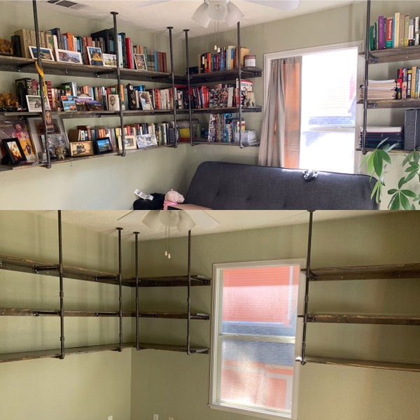 Industrial Pipe Shelving Kit Rustic Industrial Shelf With Your Choice ...