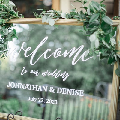 Flower Box Welcome Sign Decal, Wedding Welcome Sign, A Frame Sign Decal ...