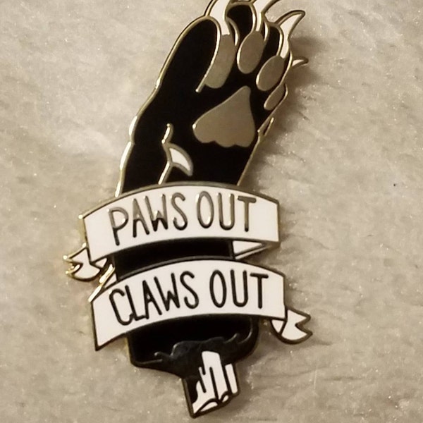 Paws Out, Claws Out Cat Enamel Pin - 2" Hard Enamel Pin - Gifts for Cat ...