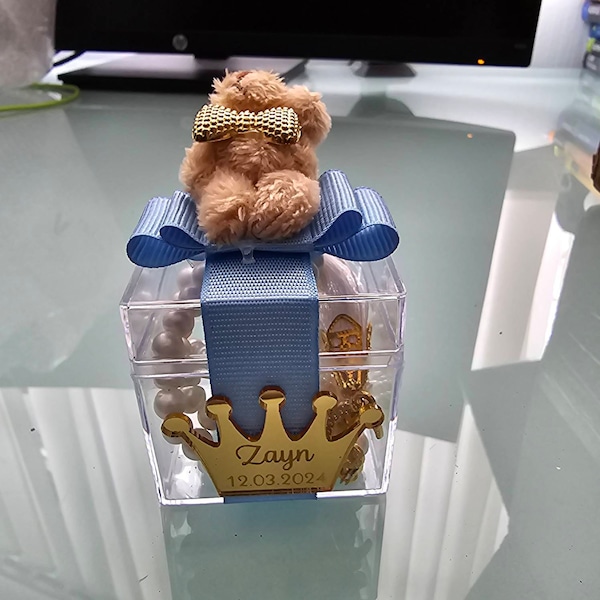 Teddy Bear Tasbih in Box, Muslim Baby Boy Shower, Islamic Baby ...
