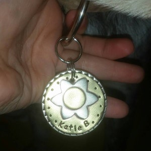 XL Dog Id Tag- Metal Pet Id Tag for Large Dogs- Flower- XL Floating ...