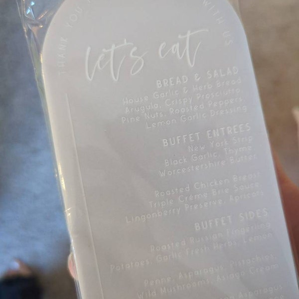 Arch Shape Wedding Menus, Arch Shaped Vellum Menus, Printed Menus ...