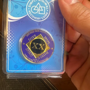 NA 20 Year Gold, Purple Color Plated-medallion, Narcotics Anonymous ...