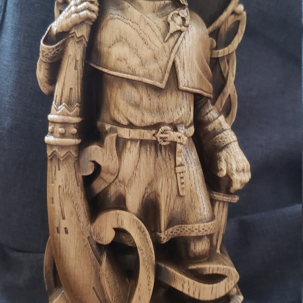 Handmade Oak Heimdall Statue: Norse God Altar Sculpture (9 Inch) - Etsy