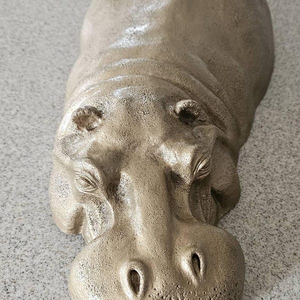Rusted Iron Resin Hippo Head Garden Decor Gift for Gardeners Birthday ...