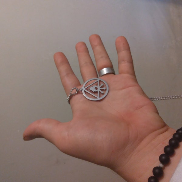 Perfect Red King Sulfur Alchemy Symbol Titanium Pendant on Long Ball ...