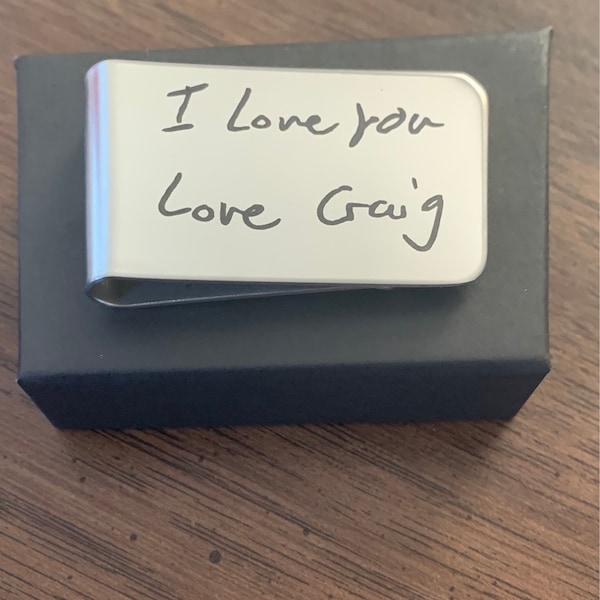 Handwriting Money Clip - Actual Handwriting - Father's Day Gift for Him ...
