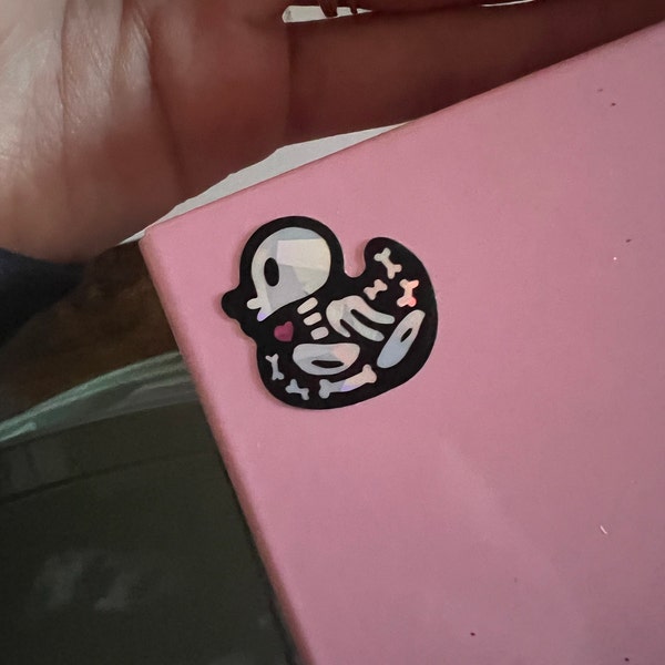 Holographic Skeleton Ducky Mini Stickers Small Waterproof Waterbottle ...