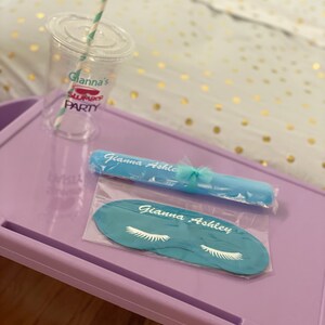 Slumber Party Cups PERSONALIZED NAME Sleepover Disposable With Lids ...