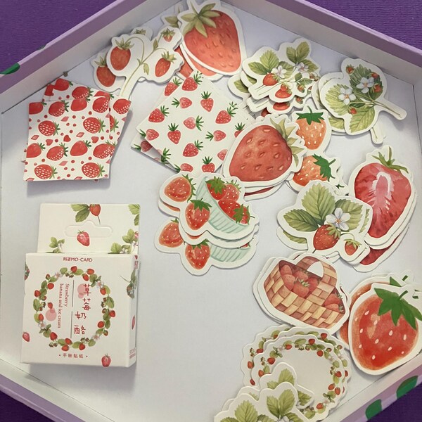 45 Pcs Strawberry Watercolor Sticker, Fruit Sticker Flakes, Stickers ...