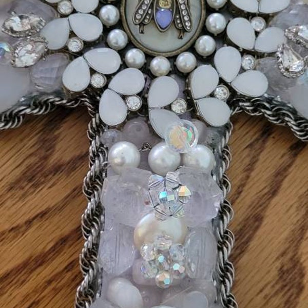 Bejeweled Cross, Hanging Memorial Cross, Vintage Jewelry Cross ...