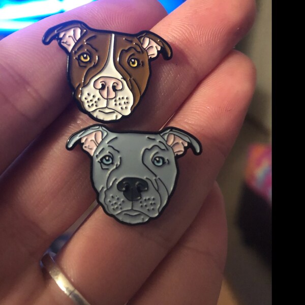 Blue Pitbull American Bully Pit Bull Terrier Breed Dog Lover Enamel Pin ...