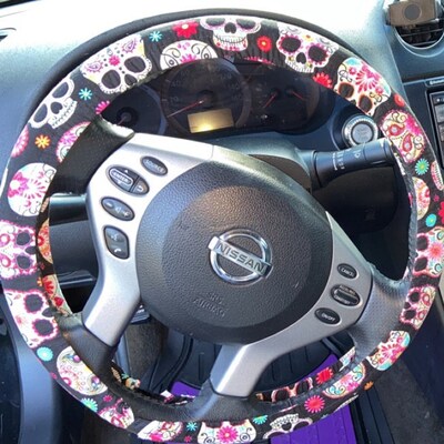 Vibrant Sugar Skull Steering Wheel Cover - Etsy