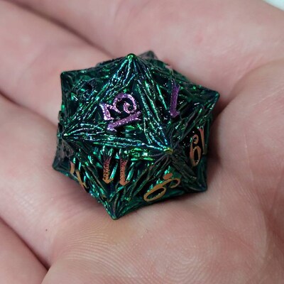 Dnd Dragon D20 Metal Polyhedral RPG Drip Blood D6 Hollow Dragon D and D ...