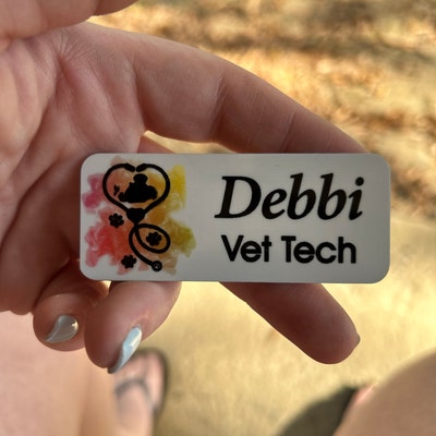 Vet Tech Name Tag, Magnetic Name Badge, Personalized Custom ID Tag for ...