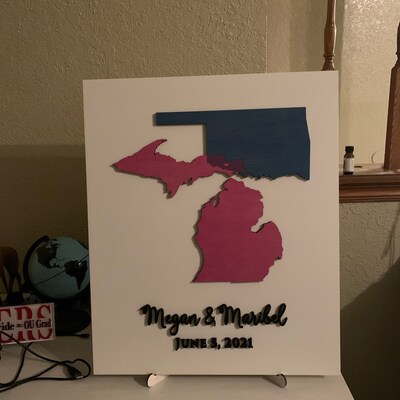 Personalized Love Map Wedding Guest Book Alternative Custom State ...