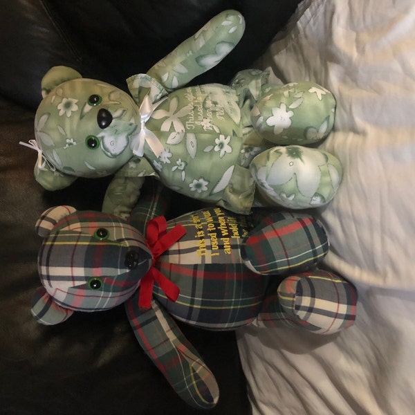 Keepsake Patchwork Memory Clothes Quote Shirt Bear Stuffed Plush Animal ...